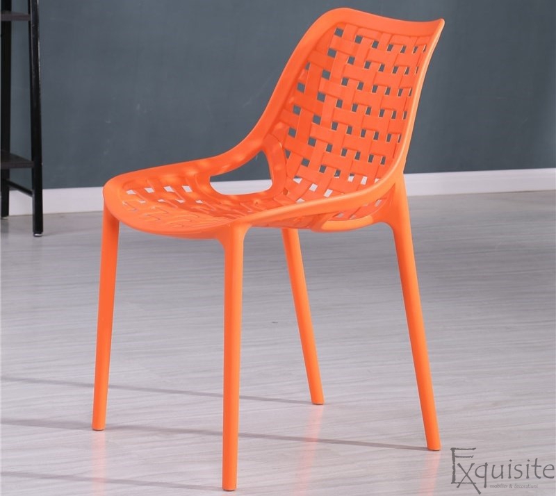 Scaun de bucatarie din plastic, Exquisite, rosu. galben, alb