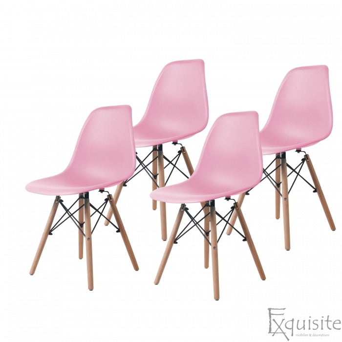 Scaune roz pentru bucatarie, set 4 bucati